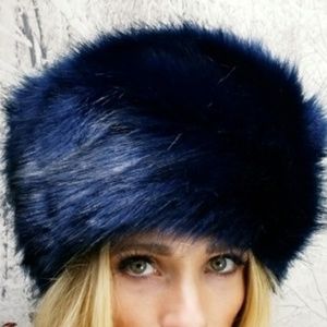 MODA ME COUTURE | Accessories | Royal Blue Russian Faux Fur Hat | Poshmark